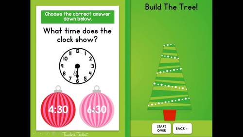 Christmas Tree Math Digital Game Math Centers Telling Time Hours and ...