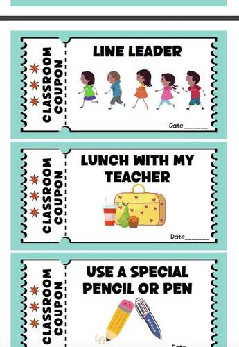 Classroom Reward Coupons (20 Coupons) by They Call Me Queen B | TPT