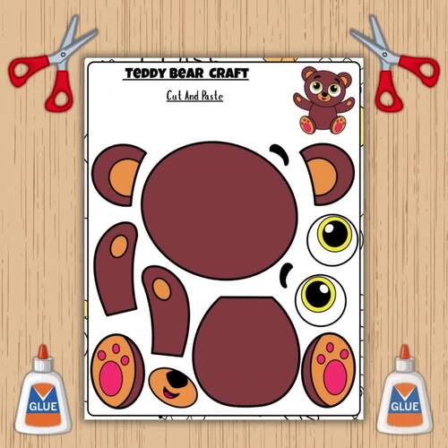Teddy Bear Craft | Cut & Paste Animal Craft | Fine Motor Activity ...