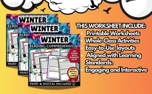 Nonfiction Winter Reading Comprehension Passages Activities 4th,5th,6th ...