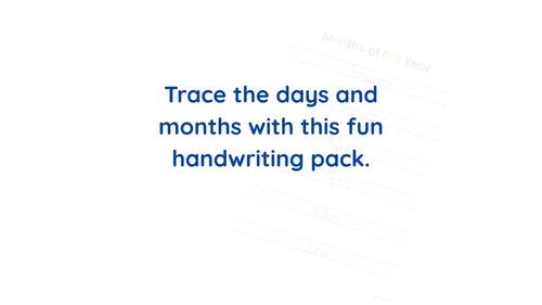 Trace the Days & Months Worksheets | Handwriting Practice | Early ...