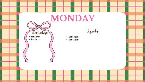 Preppy Daily Agenda Slide Templates – Editable Monday–Friday ...