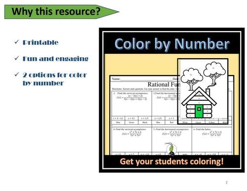 Ap Precalculus Rational Functions Color By Number 1 7 1 10 Tpt
