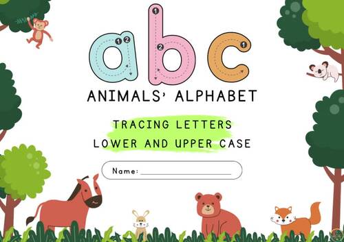 Animals alphabet tracing letters worksheets by BRIGHTSTART Early Learning