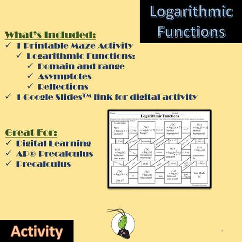 AP® Precalculus 2.11 Logarithmic Function Maze Activity | Digital and ...