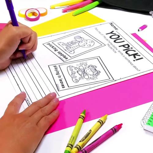 September Fun Fall Writing Center Prompts Kindergarten 1st First Grade ...