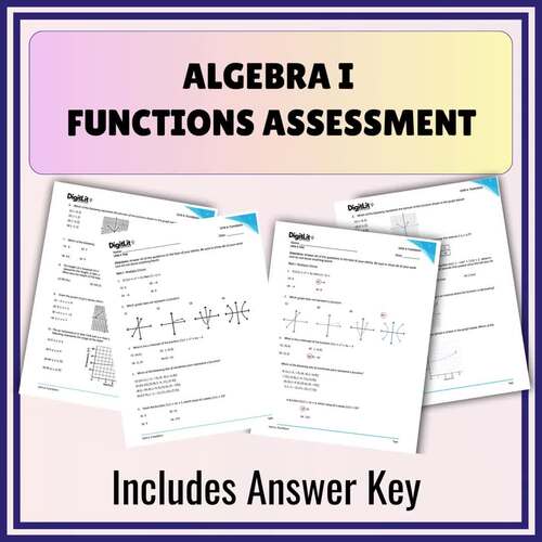 Algebra I Unit 4 Functions Assessment (Editable + Key) by DigitLit Math