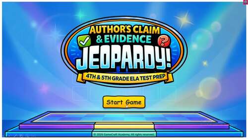 Author’s Claim & Evidence Jeopardy Game | 4th 5th Grade ELA Test Prep ...