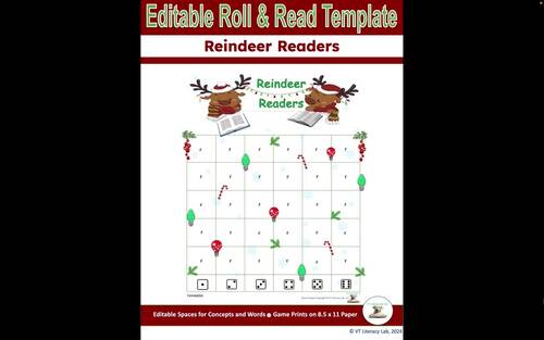 Editable Phonics Roll & Read | Reindeer Readers by VT Literacy Lab LLC