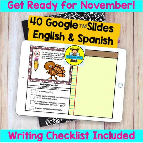 NOVEMBER WRITING PROMPTS ENGLISH & SPANISH - DIGITAL & PRINT | TpT
