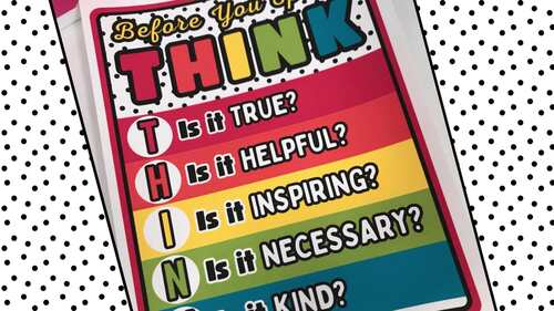 Before You Speak Think Poster, Classroom Management, Rainbow Classroom ...