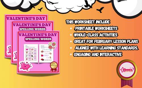 Valentine's Day Spelling Words Practice Activity 3rd, 4th, 5th, 6th ...