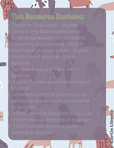 3rd Grade - SPANISH! Extended Constructed Response Samples! STAAR ...