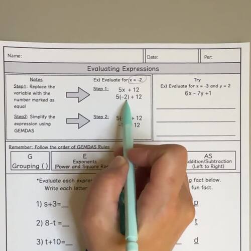 Order of Operations, GEMDAS, Evaluating Expressions with Integers No ...