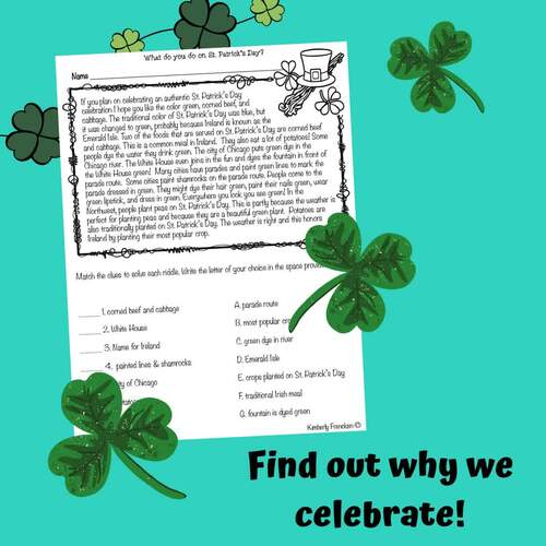 St. Patrick's Day Nonfiction Reading Comprehension Passages with Printables