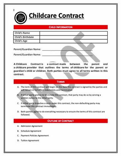 Childcare Contract by Admin 4 You | TPT
