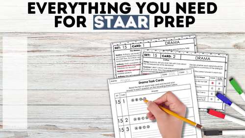 STAAR Drama Passages Task Cards Elements of Drama Worksheets & Activities