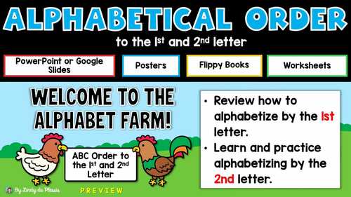 ABC Order PowerPoint, Worksheets, Posters, & Google Slides by Lindy du ...