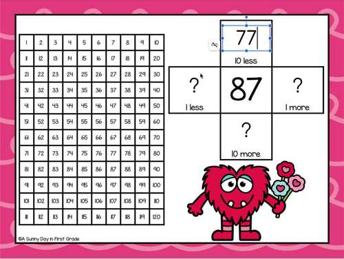 Valentine's 1 More, 1 Less, 10 More, 10 Less for Google Slides™ | TPT