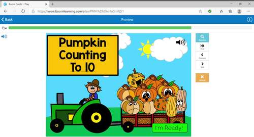 Count to 10 BOOM Cards™ Fall Pumpkin Counting Number Sense and Fluency
