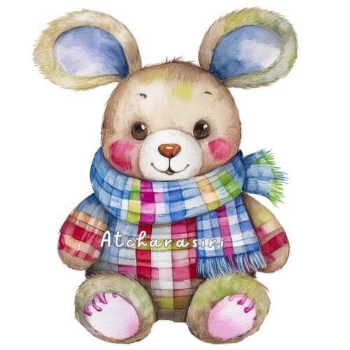 Watercolor Bunny Art Digital Download, Set of 13 PNG Transparent Background