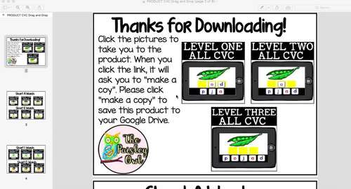 Google Classroom CVC Word Drag and Drop (three levels) - Digital Center