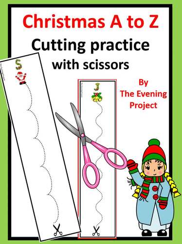 Christmas A to Z cutting practice with scissors/26 cutting strips
