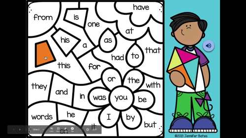 Sight Words #1 Spring Color By Code Google Slides by Jennifer Bates