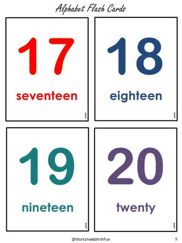 Number Flashcards 1- 50 With Number Words, Number Printable, T-239