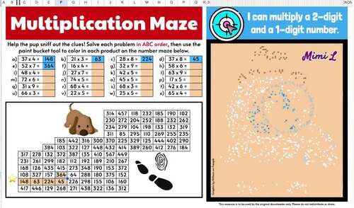 Multi Digit Multiplication Practice Pixel Art Maze - 2 and 3 digit x 1 ...