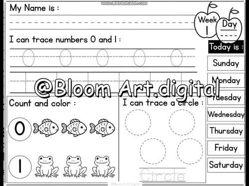 Kindergarten August Morning Work | Daily Math & Literacy Kinder Spiral ...