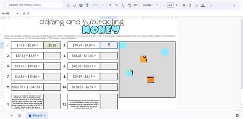 Adding and Subtracting Money Decimals Digital Mystery Puzzle Pixel | 5 ...