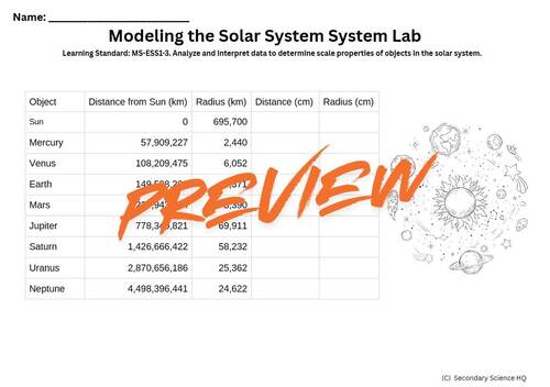Modeling the Solar System Lab MS-ESS1-3 Scaled Solar System Lab | TPT