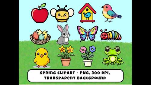 Spring Clipart Set – 25 Cute Spring PNGs | Transparent Background
