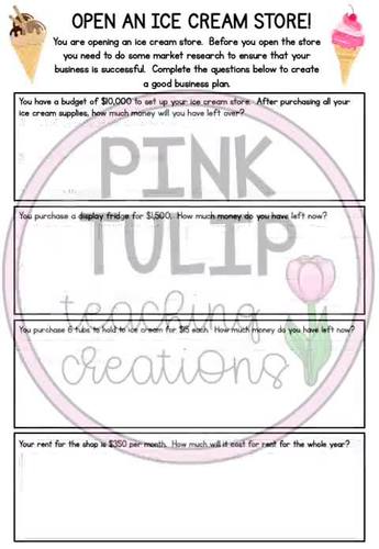 Open An Ice Cream Shop - Graphing and Data Math Activity | TpT