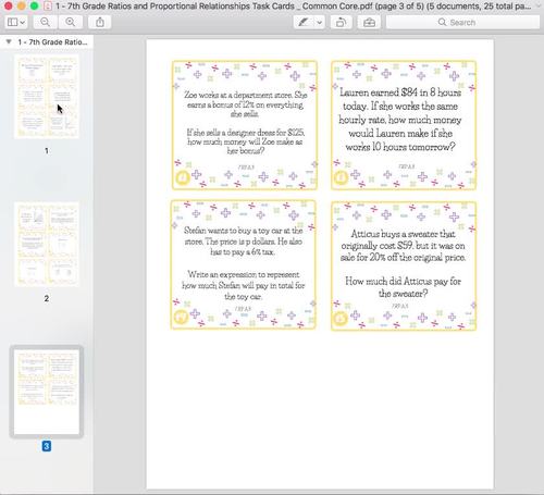 7th Grade Math Task Cards | EOG Review Bundle by Common Core Tweens