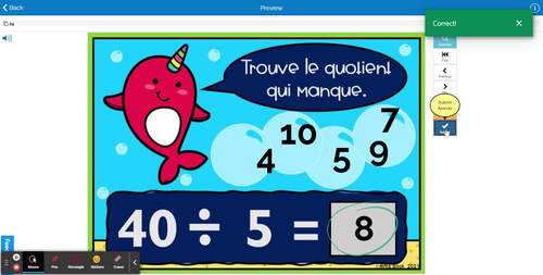 BUNDLE of BOOM Cards: Diviser par 2, 5, et 10 (en français) by Mme Bock