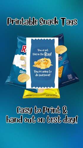 Testing Day Snack Tag, Classroom Treat Tag, Chip Bag Tag, Chips Snack ...