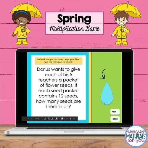 Multiplication Google™ Slides Spring Game Early Finishers | TPT