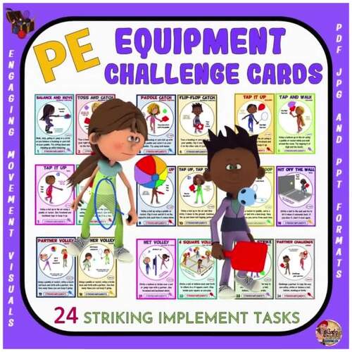 PE Activities Using Gym Equipment- Short Handled Implement Task Cards ...