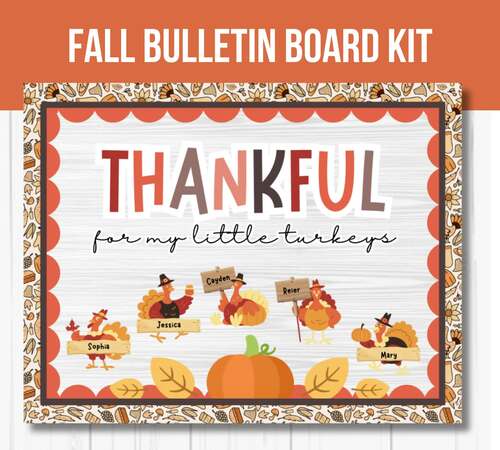 Fall Bulletin Board Kit, Thanksgiving, Thankful Door Decor, Classroom ...