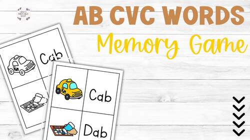 AB CVC Short A Memory Game Activity by GinasPrintableShop | TPT