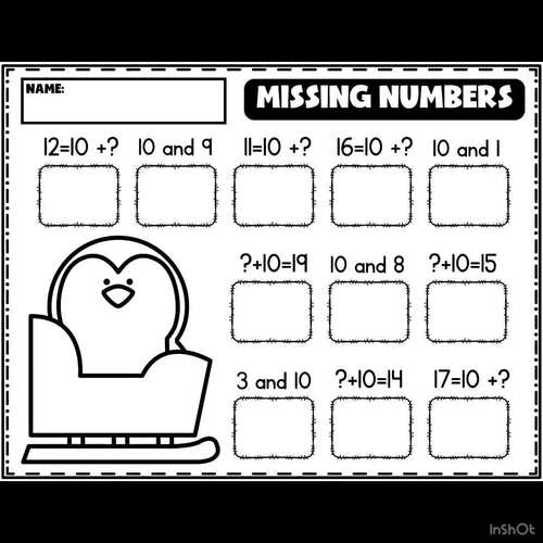 Winter Math Worksheets | Compose and Decompose Teen Numbers | TPT