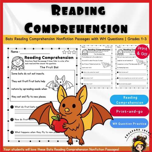 Bats Reading Comprehension Nonfiction Passages with WH Questions ...