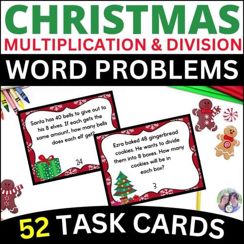 Christmas-Themed Multiplication and Division Word Problems Task Cards ...
