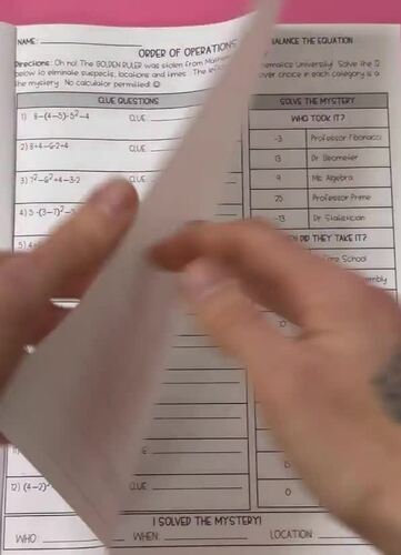 Pre Algebra Skills Project | End of Year Review | Middle School | Mystery