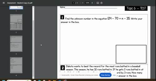 4th Grade EnVision Assessment - Topic 6 (Operations with Whole Numbers ...
