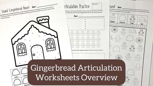 No Prep Gingerbread Articulation Worksheets and Activities for Speech ...