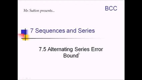 Alternating Series Error Bound by Mr Sutton Presents | TPT