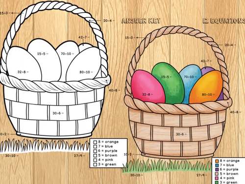 Easter Color by Number Division by Talented in Third | TpT